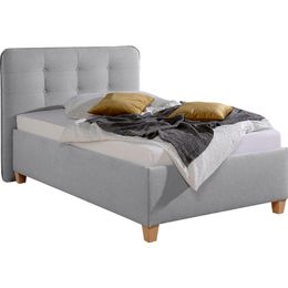 Polsterbett Maintal, B:138cm L:210cm, grau, Betten, inklusive Bettkasten