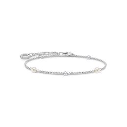 Thomas Sabo Damen Perlenarmband "wei&szlig;e Steine, A1989-167-14-L19V", 19, Perlen Silber 925 (recycelt), bunt, Perlen, Silber 925 (recycelt), Armb&auml;nder,