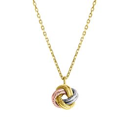 Vivance Damen Kette mit Anh&auml;nger "585/- Gelbgold tricolor strukturiert", 45cm, Gold, L: 45 B: 9mm, bunt, Gold, B:9mm, Halsketten