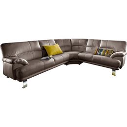Ecksofa Trendmanufaktur, B:280cm H:87cm T:240cm, grau, NaturLEDER (echtes Rindsleder) in Sitz und R&uuml;cken. Korpus in passendem Kunstleder SOFTLUX