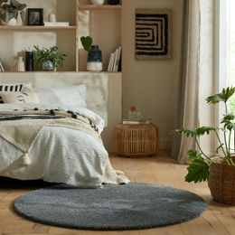 Teppich FLAIR RUGS, H:23mm &Oslash;:180cm, grau, Kunstfaser, Wohnzimmer, Teppiche, "Fluffy"
