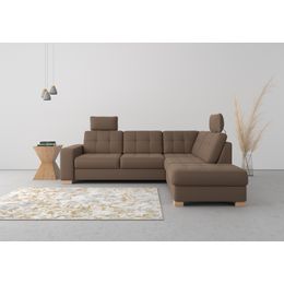 Sit & More Ecksofa SIT & MORE, B:249cm H:82cm T:213cm, braun, Wohnzimmer, Sofas, "Quincy L-Form", wahlweise mit Bettfunktion und Bettkasten