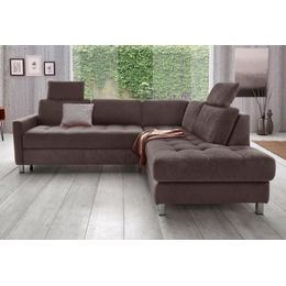 Sit & More Ecksofa SIT & MORE, B:233cm H:78cm T:196cm, braun, Struktur fein (100% Polyester);Struktur (100% Polyester), Wohnzimmer, Sofas, "Pablo L-Form",