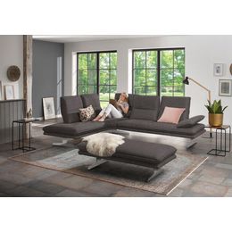 Ecksofa W.Schillig, B:284cm H:94cm T:224cm, grau, Flachgewebe S22 (100% Polyester), Wohnzimmer, Sofas, "broadway, Designsofa, mit tollem Sitzkomfort,