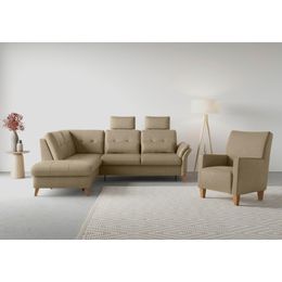 Sit & More Ecksofa SIT & MORE, B:250cm H:90cm T:226cm, beige, Wohnzimmer, Sofas, "G&ouml;teborg", inkl. Sitztiefenverstellung, wahlweise mit Bettfunktion & Bettkasten