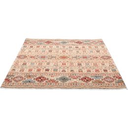 Wollteppich Theko, B:60cm H:12mm L:85cm, beige, Schurwolle, Wohnzimmer, Teppiche, "Saharna 7684", Kurzflor, Orient Optik, reine Wolle, mit Fransen,