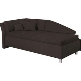 Schlafsofa Alina, B:223cm H:80cm T:102cm, braun, Struktur TMD (100% Polyester), Jugendzimmer, Sofas, "Lindsay", Bettkasten, Zierkissen-Set aus: 2