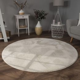 Fellteppich Paco Home, H:14mm &Oslash;:80cm, beige, Polyester, Teppiche, "Kunstfell Soft 380", Langflor, Kuschelteppich - besonders weich, Uni-Farben