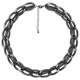 Steuer Damen Lange Kette "schwarze Metall Gliederkette", 53cm, Metall, L: 53 B: 18mm, schwarz, Metall, B:18mm, Halsketten