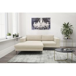 Ecksofa DOMO collection, B:244cm H:83cm T:173cm, beige, 100% Polyester, Wohnzimmer, Sofas, "Modica kompakt und elegant, Breite 244, L-Form", moderne