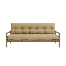 Schlafsofa Karup Design, B:205cm H:79cm T:95cm, beige, Matratzenmaterialzusammensetzung: Futonmatratze mit Knopfheftung, H&ouml;he 14 cm, aus recyceleten
