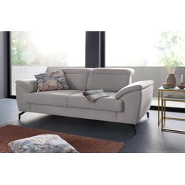 Sit & More 2-Sitzer SIT & MORE, B:197cm H:77cm T:112cm, grau, Sofas, "Percy", 12 cm Fu&szlig;h&ouml;he, Sitztiefenverstellung, wahlweise Kopfteilverstellung
