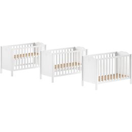 Babybett Vipack, B:129cm H:88,1cm T:66,9cm, wei&szlig;, Holzwerkstoff, Babybetten, "Amori 60/120 mit verstellbarem Lattenrost, sehr stabil gebaut", mit