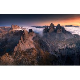 papermoon Fototapete "Photo-Art KAROL NIENARTOWICZ, TRE CIME DI LAVAREDO", B/L: 4,5m x 2,8m, Bahnen: 9 Stk., bunt, Schlafzimmer, Tapeten