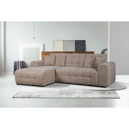 Ecksofa Home Affaire, B:234cm H:85cm T:163cm, grau, 100% Polyester, Wohnzimmer, Sofas, "Nosia L-Form", incl. 2 Zierkissen, mit feiner Steppung
