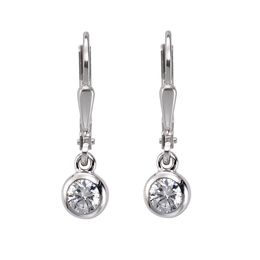 ZEEme Damen Paar Ohrh&auml;nger "Silber 925 rhodiniert mit wei&szlig;en Zirkonia-Steinen 22mm lang", one-size, Silber 925 (Sterlingsilber), wei&szlig;, Silber 925