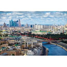 papermoon Fototapete "MOSKAU-STADT FLUSS SKYLINE BR&Uuml;CKEN KREML ROTE PLATZ", B/L: 5m x 2,8m, Bahnen: 10 Stk., bunt, Schlafzimmer, Tapeten