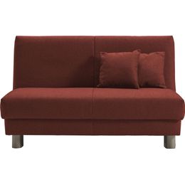 ell+ell Schlafsofa ELL + ELL, B:145cm T:100cm, rot, Jugendzimmer, Sofas, "Enny", Liegefl&auml;che Breite 120 oder 140 cm, Liegeh&ouml;he 40 cm, F&uuml;&szlig;e alufarben