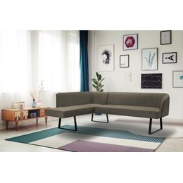 Eckbank, B:249cm H:83cm T:157cm, grau, exxpo - SOFA FASHION, Esszimmer, Sitzb&auml;nke, "Americano", mit Keder und Metallf&uuml;&szlig;en, Bezug in verschiedenen