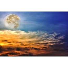 papermoon Fototapete "Vollmond und Wolken", B/L: 5m x 2,8m, Bahnen: 10 Stk., bunt, Schlafzimmer, Tapeten
