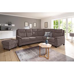 Ecksofa Home Affaire, B:265cm H:104cm T:215cm, grau, Struktur weich (90% Polyester / 10% Polyamid);Luxus-Microfaser (100% Polyester);Luxus-Microfaser