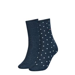Tommy Hilfiger Damen Socken "TH WOMEN SOCK DOT 2P", Gr. 39, blau, Baumwollmischung, gepunktet, uni, Socken, mit feinem Rippenb&uuml;ndchen und