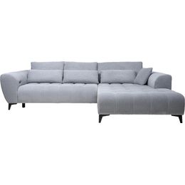 Ecksofa WERK2 "Garay, XXL-Liegefl&auml;che: elektrisch ausziehbar auf ca. 228&times;126 cm", grau, B:287cm H:64cm T:220cm, 100% Polyester, Sofas, Ecksofa, Luxus in &Uuml;bergr&ouml;&szlig;e: XXL-Liegefl&auml;che, Komfort-Ottomane & stilvolle F&uuml;&szlig;e
