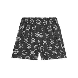Philipp Plein Jungen Badehose "Monogram", schwarz-wei&szlig;, Gr. 6, Obermaterial: 100% Polyester, Badehosen