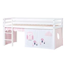 Hochbett Hoppekids, B:101cm H:105cm L:208cm, rosa, Kinderbett: 100% Massivholz: Nordische Kiefer, Vorhang: 100% Baumwolle, Jugendzimmer, Hochbetten,