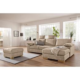 Kopfst&uuml;tze Home Affaire, B:60cm H:51cm T:12cm, beige, Luxus-Microfaser in Lederoptik (100% Polyester), Struktur (100% Polyester), Luxus-Microfaser