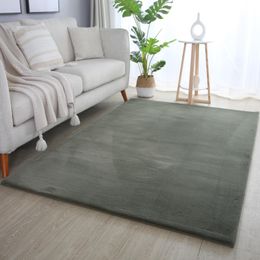 Hochflor-Teppich, B:140cm H:20mm L:200cm, gr&uuml;n, Ayyildiz Teppiche, Polyester, Teppiche, "POUFFY 5100", L&auml;ufer, weicher glatter Softflor, Kaninchen