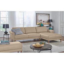 Ecksofa, B:262cm H:85cm T:178cm, beige, CREATION BY ROLF BENZ, NaturLEDER OSKAR (echtes Rindsleder), Wohnzimmer, Sofas, "CR.450, Designecksofa,
