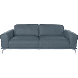 2,5-Sitzer W.Schillig, B:232cm H:78cm T:94cm, blau, Sofas, "montanaa", mit Metallf&uuml;&szlig;en in Silber matt, Breite 232 cm