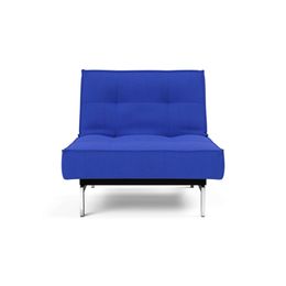 Sessel, B:90cm H:79cm T:90cm, blau, INNOVATION LIVING , 100% Polyester, Wohnzimmer, Sessel, "Splitback", mit chromgl&auml;nzenden Beinen, in