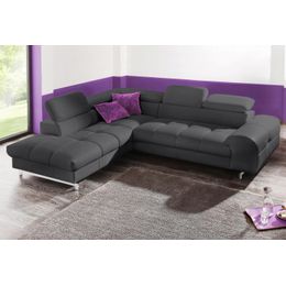 Ecksofa COTTA, B:257cm H:72cm T:206cm, schwarz, Luxus-Microfaser (100% Polyester);Kunstleder Softlux;Leder Advantage (abgedecktes Spalt-Rindsleder),