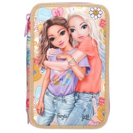 Depesche Kinder Buntstift "3-Fach Federtasche GIRL POWER inkl. Stifte TOPModel 7,5 x 13 x 20 cm bunt", bunt, Kunststoff, Stifte