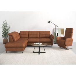 Sit & More Ecksofa SIT & MORE, B:247cm H:85cm T:222cm, braun, Wohnzimmer, Sofas, "Grenoble L-Form mit Federkern", wahlweise mit Bettfunktion, Bettkasten, Arm-