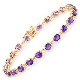VIRA JEWELS Damen Armband "925-Sterling Silber vergoldet Gl&auml;nzend Amethyst lila", 19cm, Silber 925 (Sterlingsilber), gelb, Silber 925