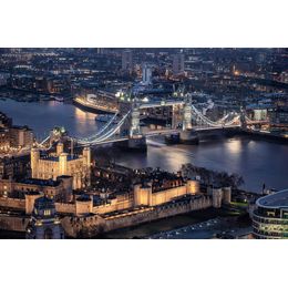 papermoon Fototapete "London bei Nacht", B/L: 4,5m x 2,8m, Bahnen: 9 Stk., bunt, Schlafzimmer, Tapeten