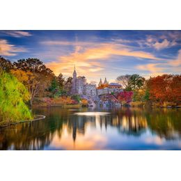 papermoon Fototapete "Central Park Castle", B/L: 4m x 2,6m, Bahnen: 8 Stk., bunt, Schlafzimmer, Tapeten
