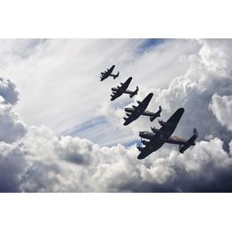 papermoon Fototapete "VINTAGE FLUGZEUGE-LANCASTER FLUGZEUG WOLKEN HIMMEL XXL", B/L: 4m x 2,6m, Bahnen: 8 Stk., bunt, Schlafzimmer, Tapeten