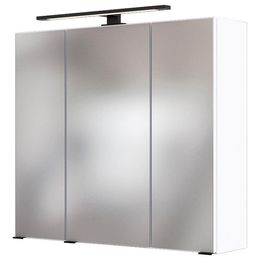Spiegelschrank Welltime, B:70cm H:64cm T:20cm, wei&szlig;, Holzwerkstoff, Badezimmer, Schr&auml;nke, "Luena", Breite 70 cm, mit 3D-Effekt, dank drei Spiegelt&uuml;ren