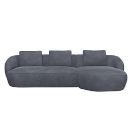 Wohnlandschaft FLEXLUX, B:276cm H:85cm T:146cm, grau, Sofas, "Torino, rund, L-Form, Sofa-Ecke mit Recamiere, Longchair-Sofa", Modernes, organisches