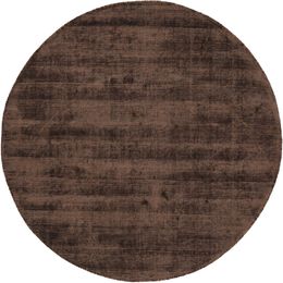 Teppich CarpetFine, H:13mm &Oslash;:120cm, braun, Viskose, Wohnzimmer, Teppiche, "Ava Viskoseteppich", Seidenoptik, leichter Glanz, Wohnzimmer