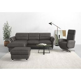 Sit & More Ecksofa SIT & MORE, B:251cm H:85cm T:161cm, grau, Wohnzimmer, Sofas, "Grenoble L-Form mit Federkern", wahlweise mit Bettfunktion, Bettkasten, Arm-