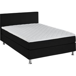 Boxbett, B:120cm L:209cm, schwarz, ATLANTIC HOME COLLECTION, Bezug Bett: Strukturstoff (65% Polypropylen, 35% Polyester), Komplettbetten, "Edison",