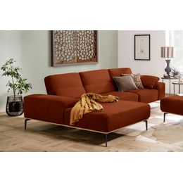 Ecksofa W.Schillig, B:319cm H:88cm T:178cm, orange, Longlife Xtra-Leder Z73: Naturwalkleder der Luxusklasse aus den erlesensten Rohh&auml;uten. Hautst&auml;rke