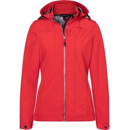 DEPROC Active Damen Softshelljacke "DECORAH PEAK WOMEN", rot, Gr. 40, 94% Polyester; 6% Elasthan, Jacken, mit abnehmbarer Kapuze