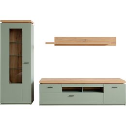 Wohnwand MCA furniture, B:280cm H:198cm T:44cm, gr&uuml;n, Holzwerkstoff, Wohnzimmer, Kastenm&ouml;bel-Sets, "MONIZ Wohnkomination 2", T&uuml;ren/ Schubk&auml;sten