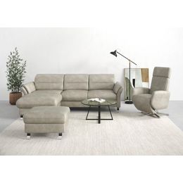 Sit & More Ecksofa SIT & MORE, B:251cm H:85cm T:161cm, grau, Wohnzimmer, Sofas, "Grenoble L-Form mit Federkern", wahlweise mit Bettfunktion, Bettkasten, Arm-